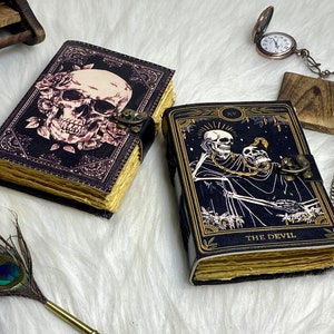 Pack of 2 Vintage Leather Journal Skull Journal the Devil Grimoire ...