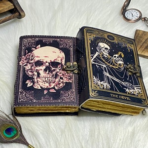 Pack of 2 Vintage Leather Journal Skull Journal the Devil Grimoire ...