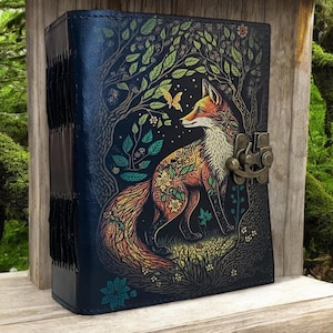 400 Page Large Fox Vintage Handmade Leather Journal, Grimoire Fat ...