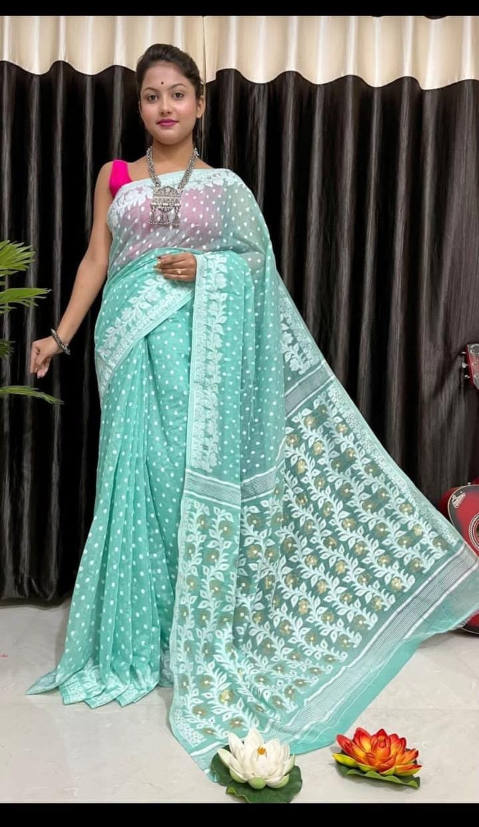 Soft Cotton Dhakai Jamdani Sharee Handloom Jamdani Saree Exclusive ...