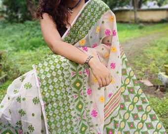 Soft Cotton Dhakai Jamdani Sharee Handloom Jamdani Saree Exclusive ...