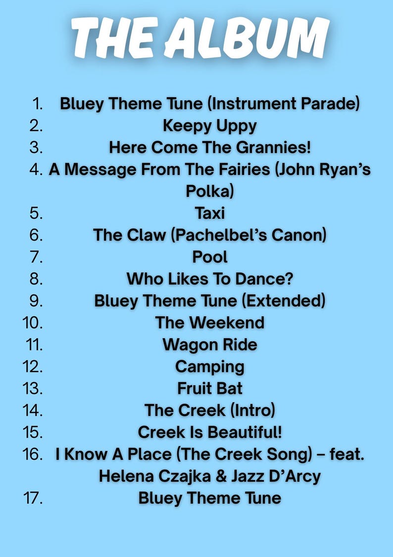 Bluey Music MP3 Bundle for Yoto & Toniebox | 17 Bluey Soundtrack Tracks ...