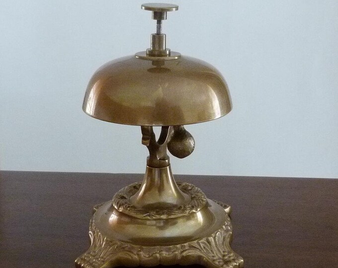Antiqued Brass Desk Bell on Cast Iron Base Store Counter Bell Retail ...