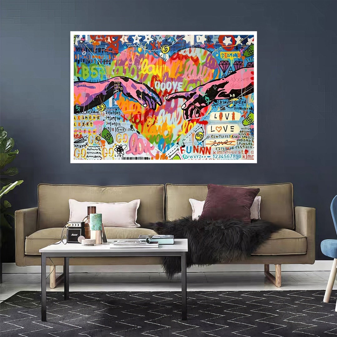Creation Graffiti Canvas Wall Art, Graffiti Hands Canvas Art, Street ...