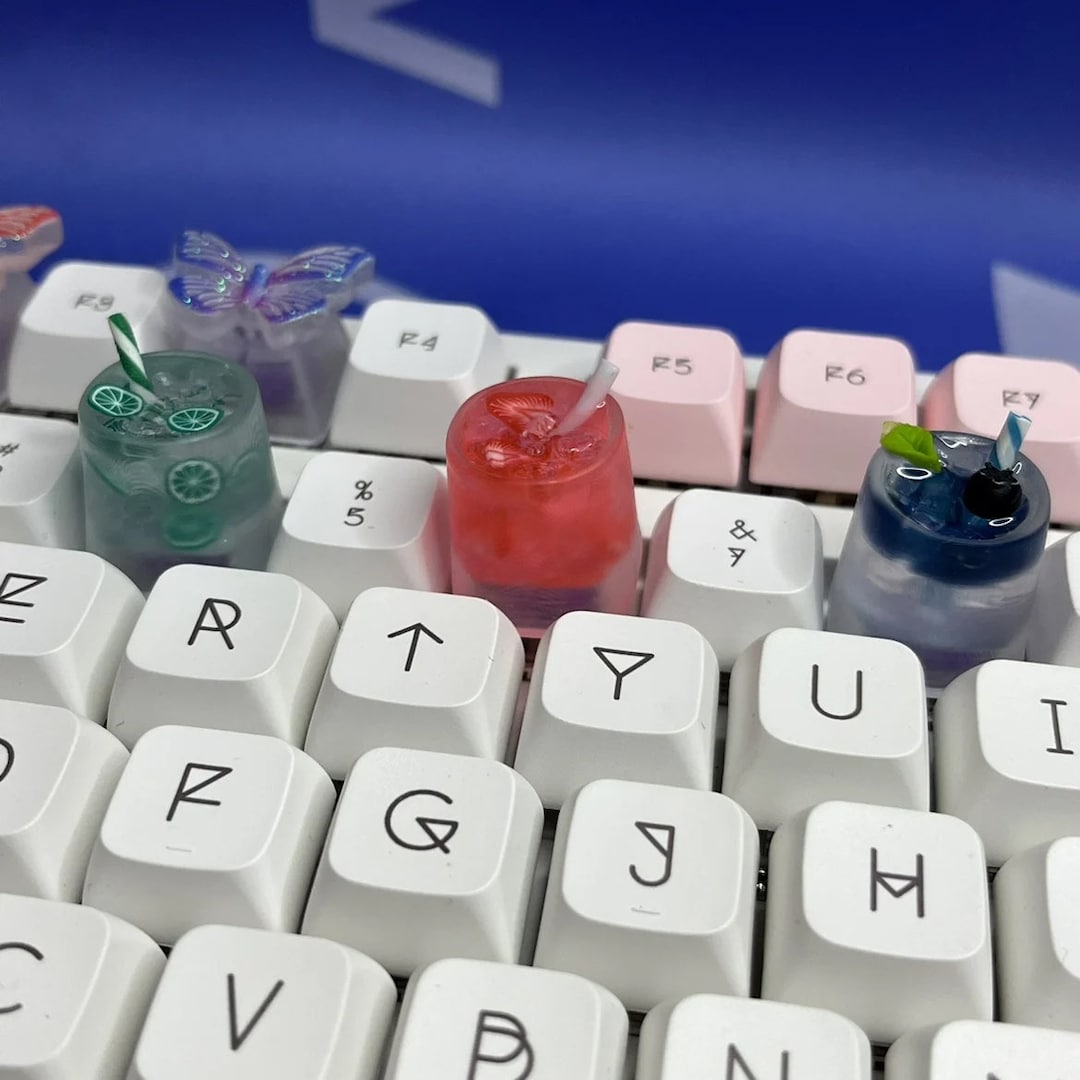 Clear Kawaii Cute Artisan Keycaps Set, Resin Purple Green Keycaps ...