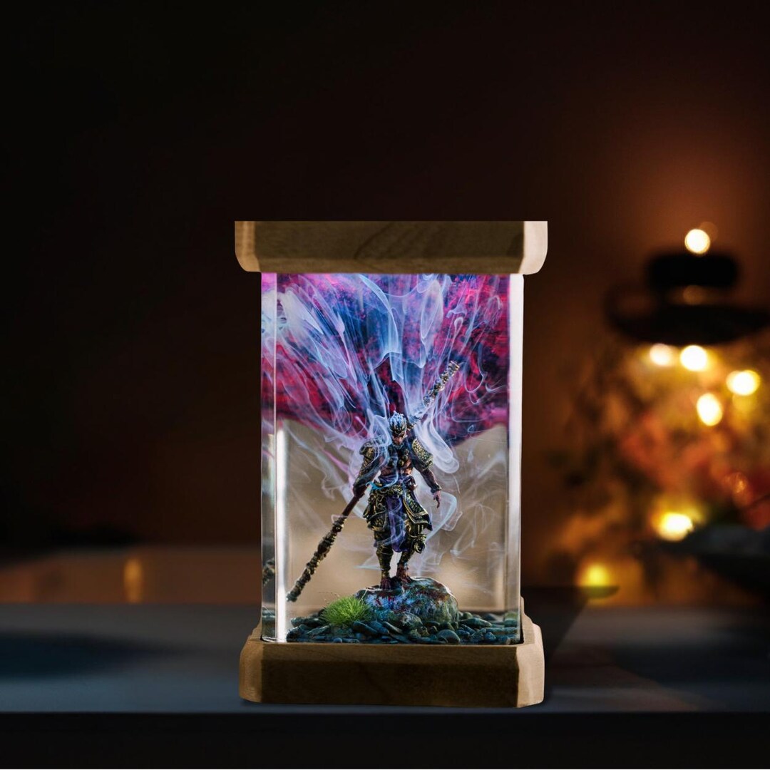 Summon Black Myth Wukong Epoxy Lamp, Mystical Warrior LED Night Light ...