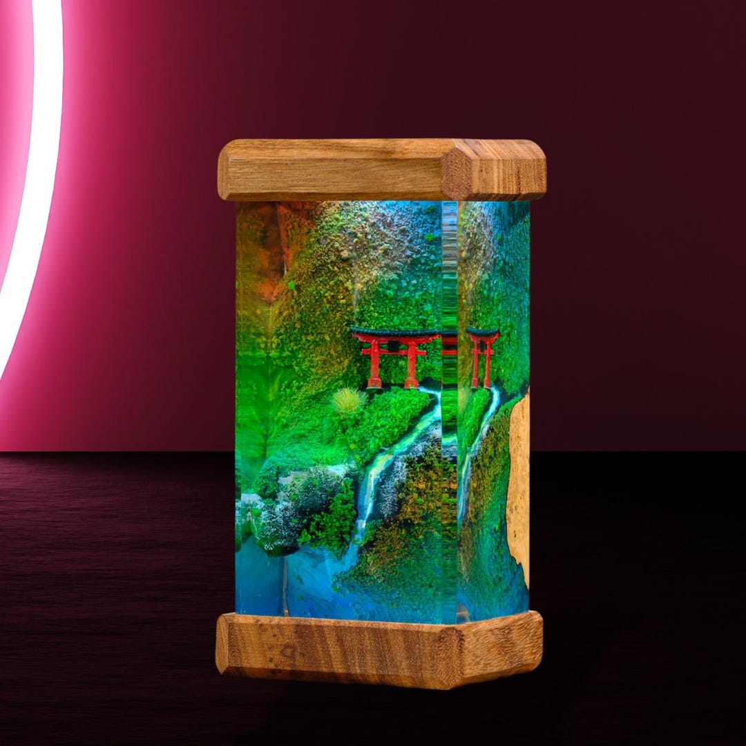 Japanese Torii Gate Resin Lamp: Handmade Nature Scene Night Light - Etsy