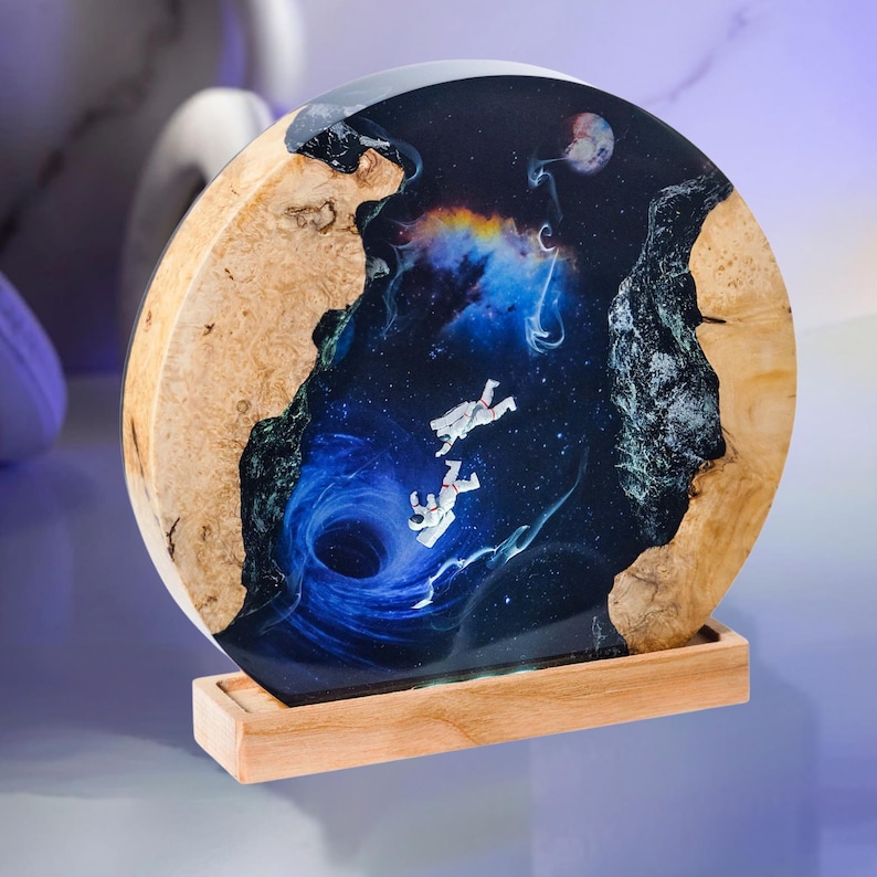 Personalized Handmade Astronaut Black Hole Epoxy Lamp: Resin Space Art ...