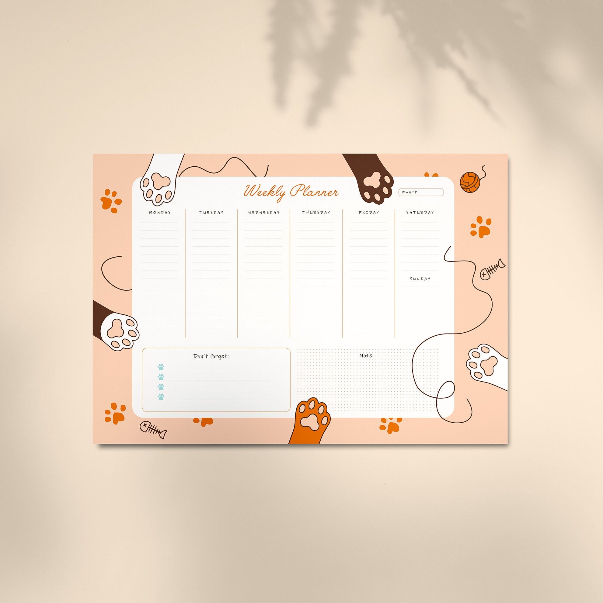 Paws and Plan: Have an Inspired Week With Our Cat Weekly - Etsy