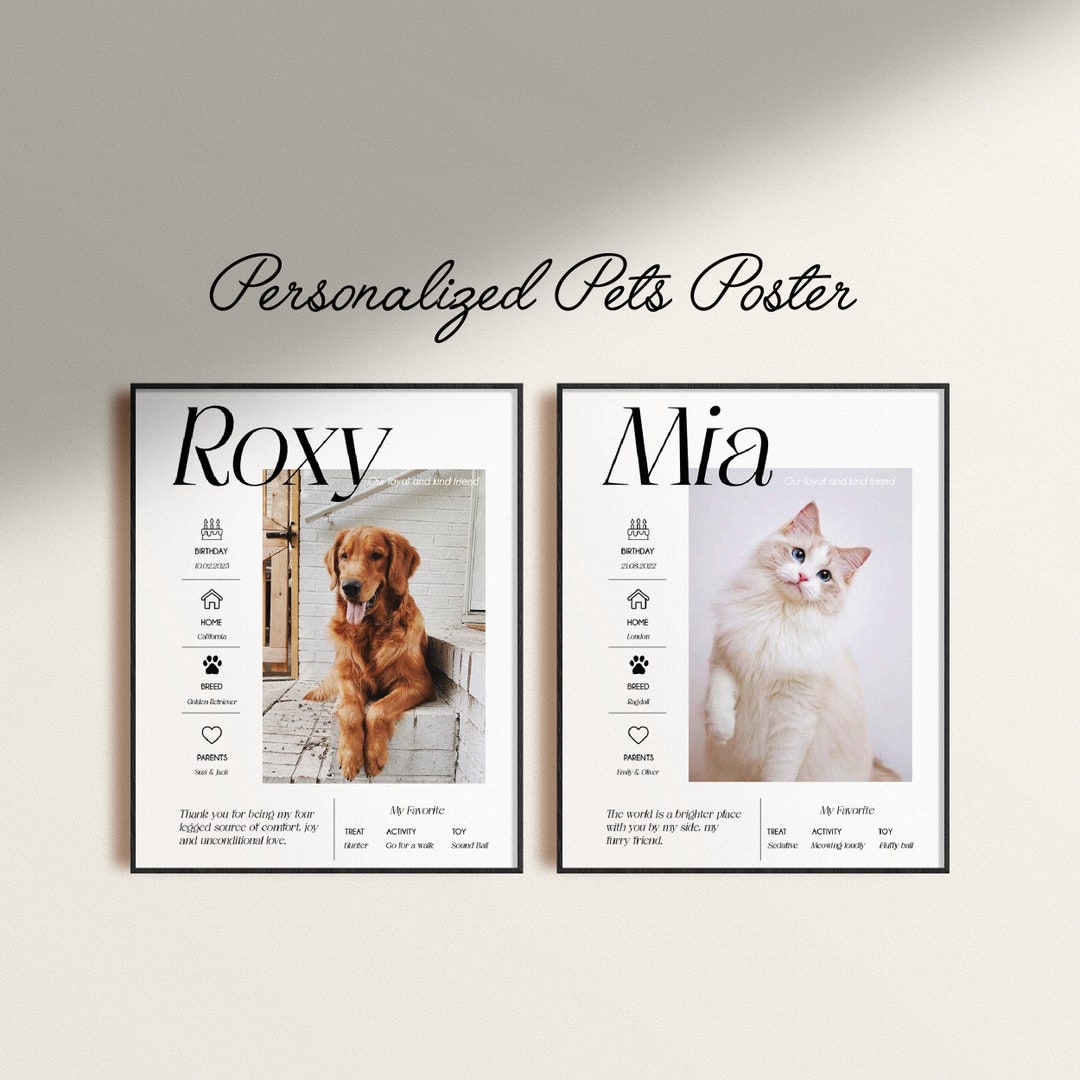 Custom Poster for Pets: Immortalize Their Memories Pets Personalized ...