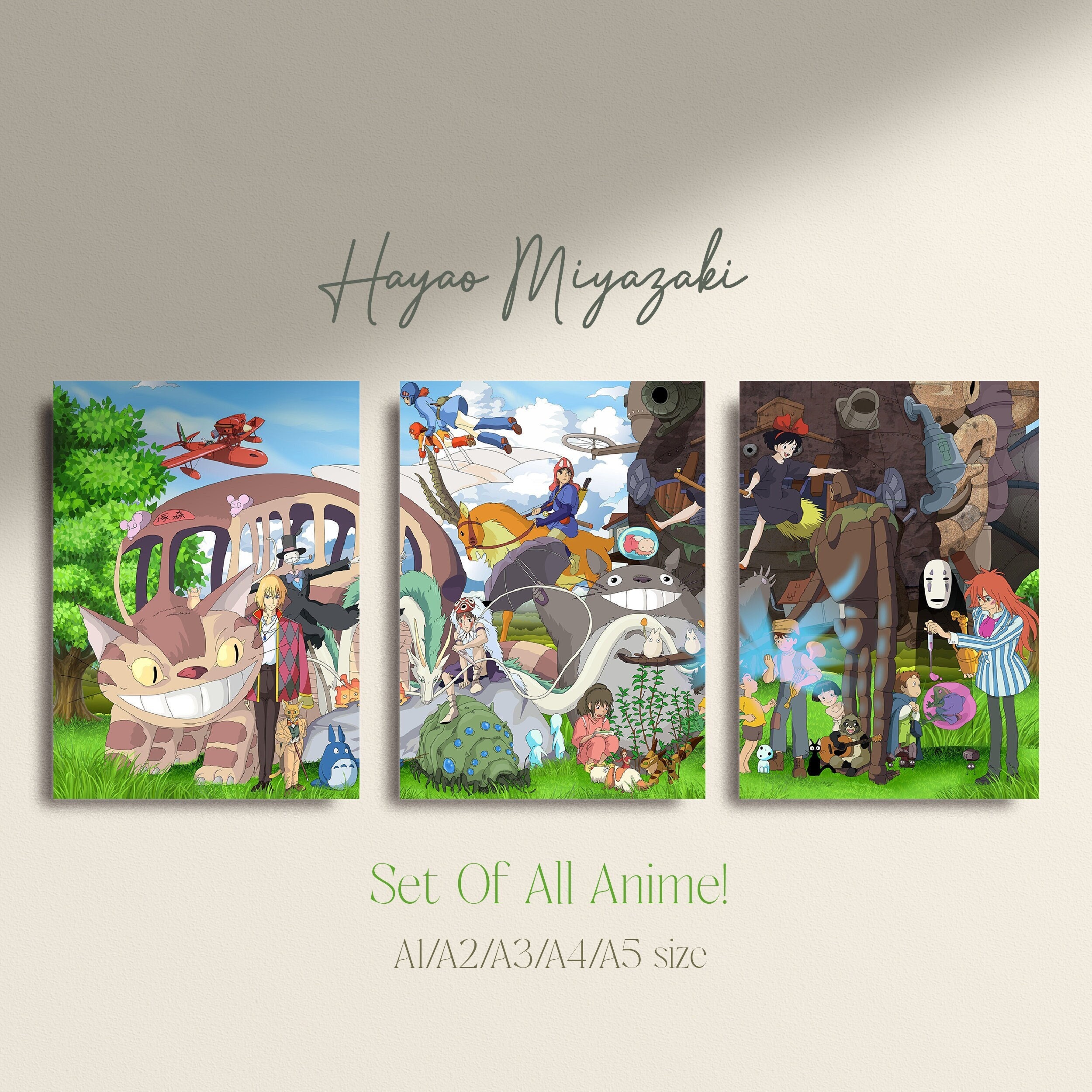 Explore the Anime Poster Set by Hayao Miyazaki Anime Art , Digital ...