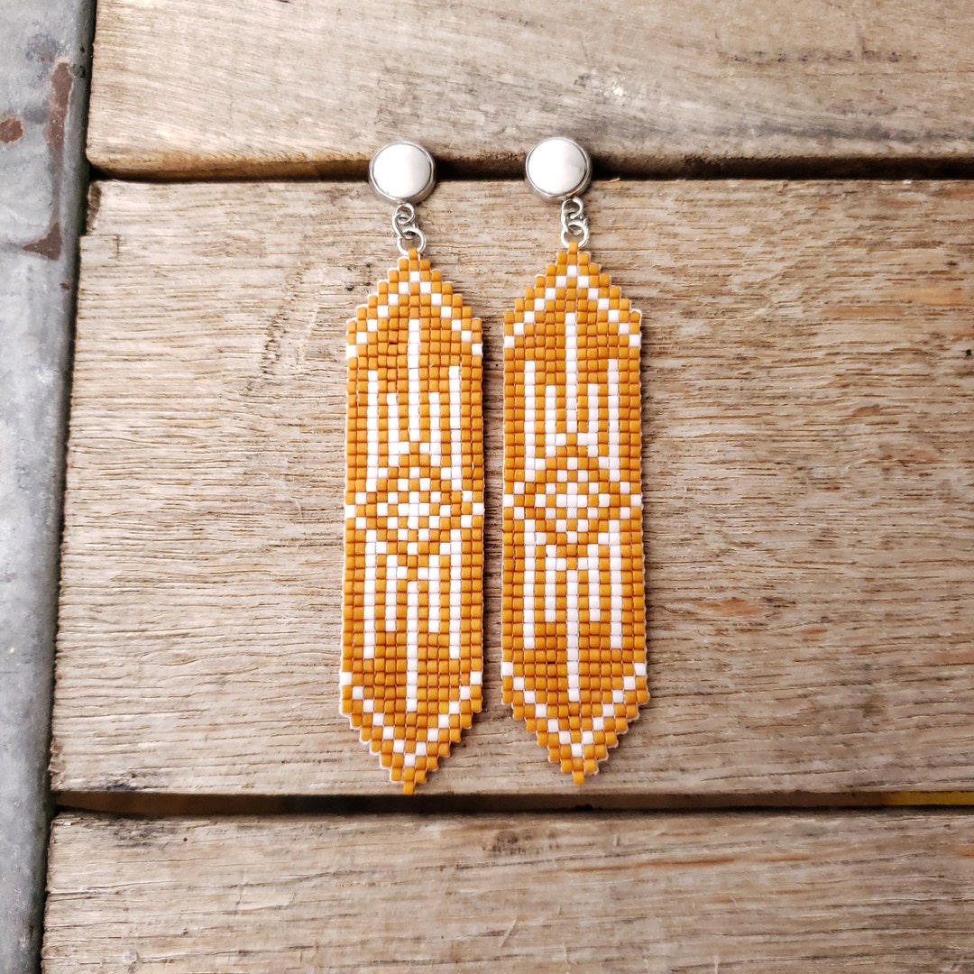 Cinch Beaded Earrings pumpkin - Etsy