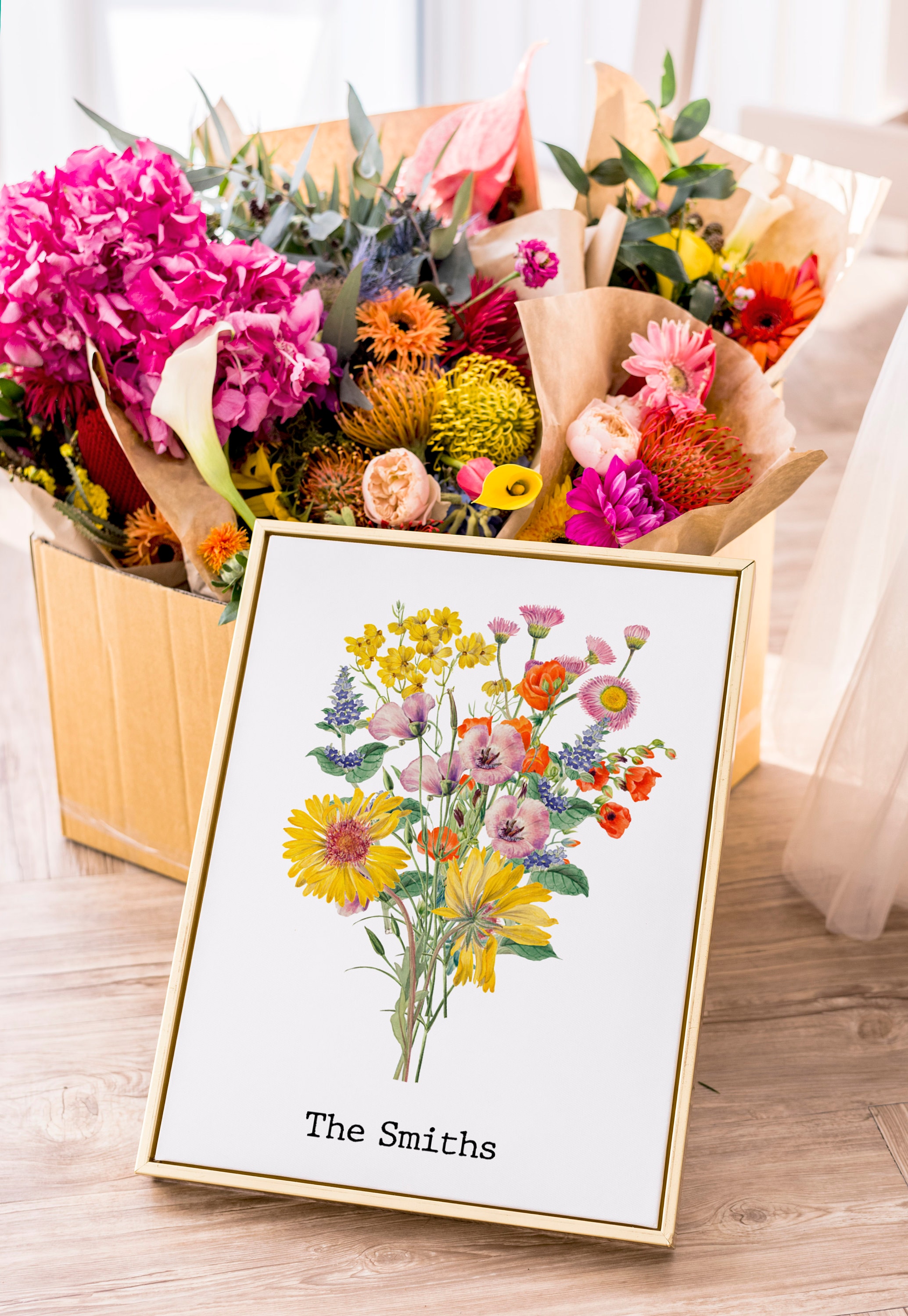 Birth Flower Family Bouquet Custom Digital Print Personalized Mothers ...