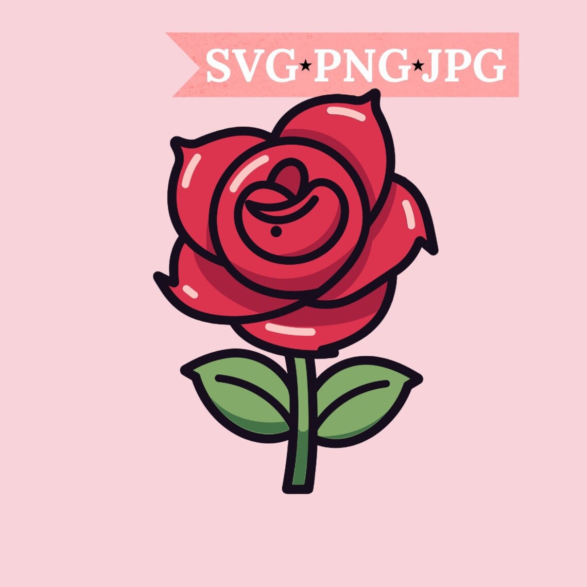 Rose Svg, Hand Drawn Svg,red Rose Svg, Digital Rose Svg, Digital ...