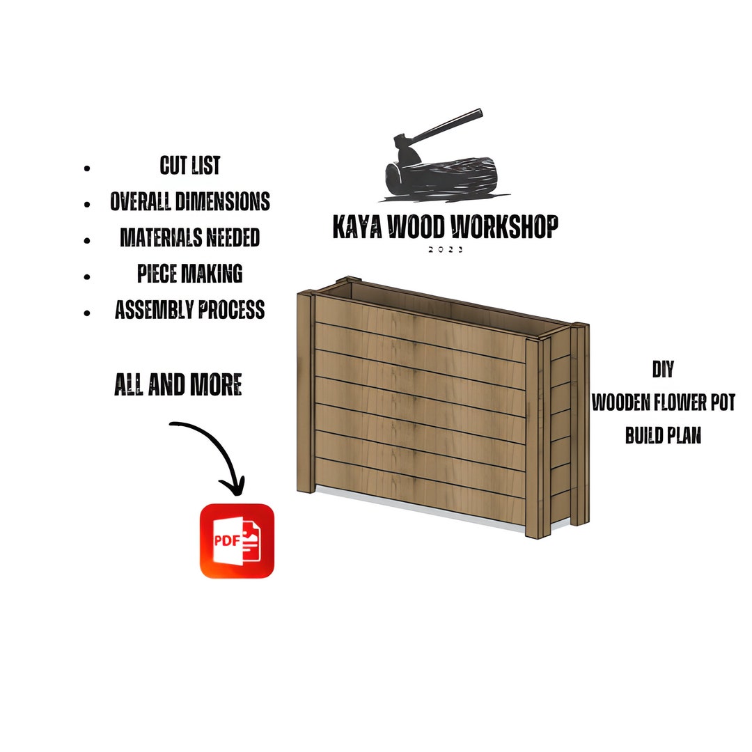 Wooden Flower Pot, Flower Box Plans, Garden Planter Plans - Etsy