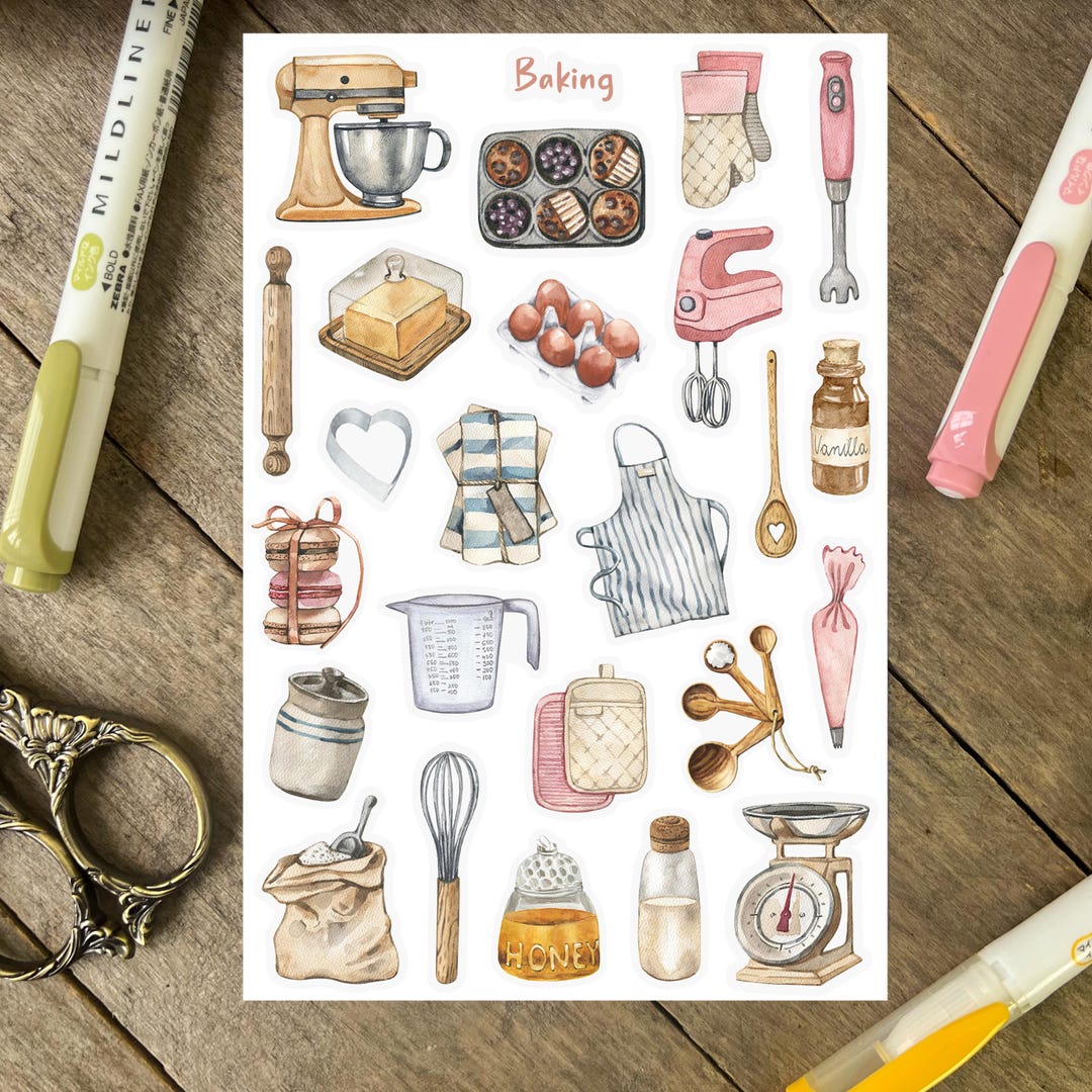 Baking Sticker Sheet, Recipe Book Stickers, Cooking Stickers ...