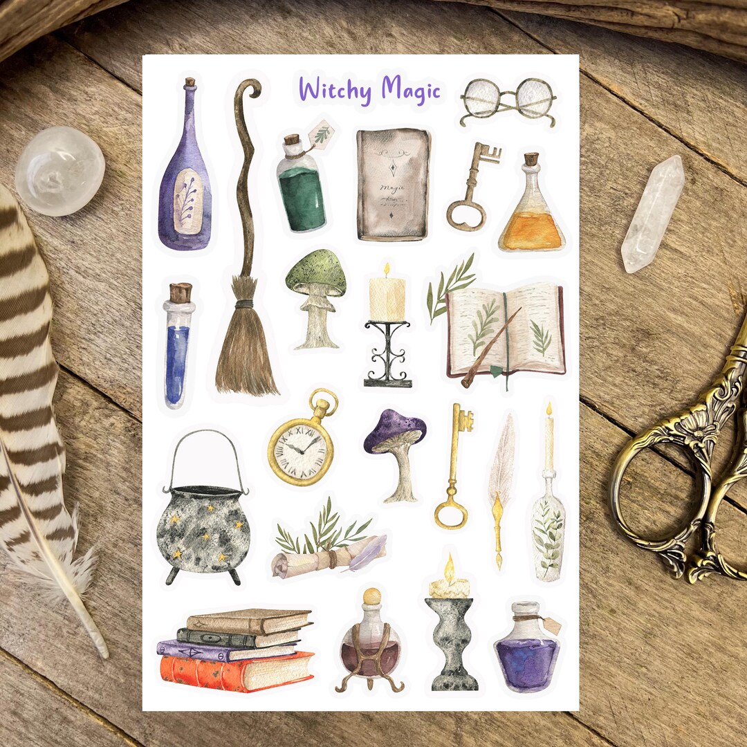 Witchy Magic Stickers Sticker Sheet, Planner Stickers, Spell Book ...