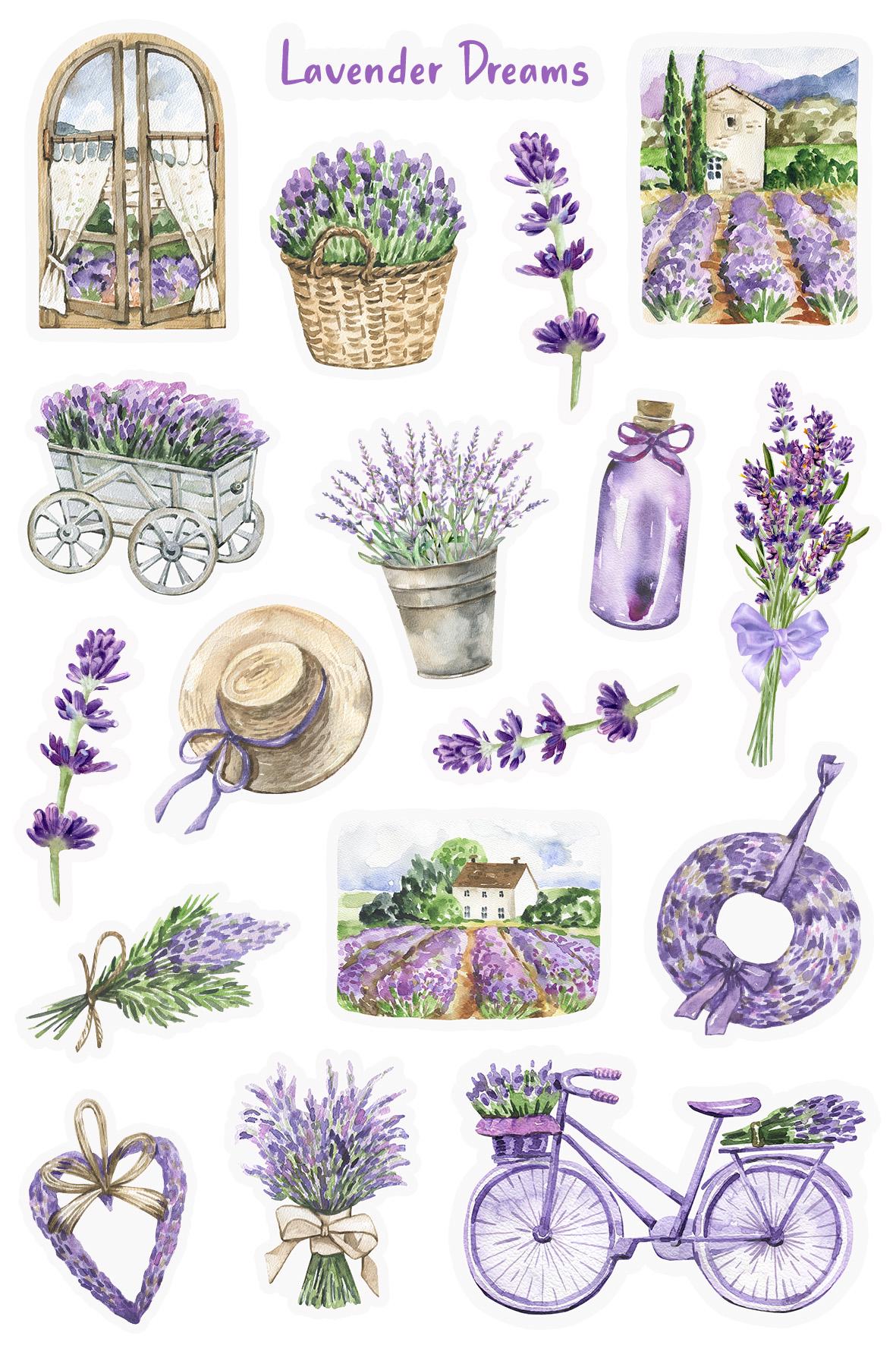 Lavender Dreams Sticker Sheet, Summer Stickers, Lavender Flower ...