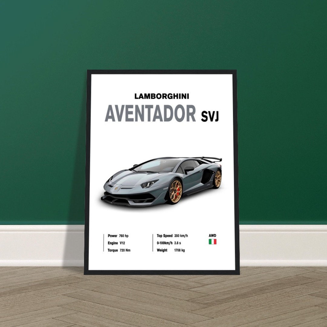 Lamborghini Aventador SVJ Poster, Lambo Poster, SVJ, Lamborghini, Car ...