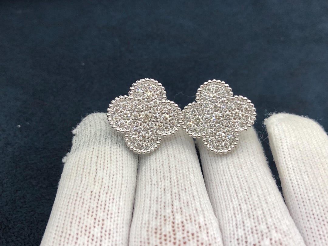 CUSTOM MADE Van Cleef and Arpels Magic Alhambra Diamond Earrings - Etsy