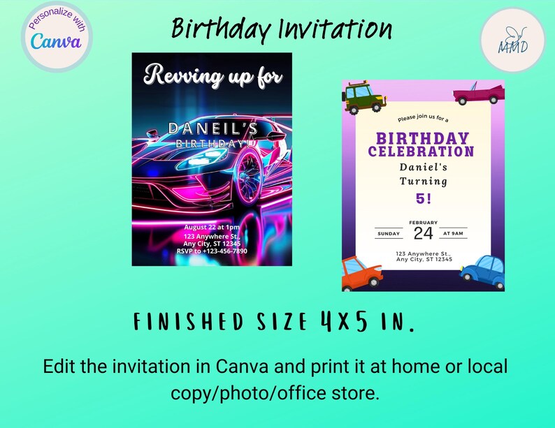 Automobile Birthday Party Invitations Facebook Post Evite Canva ...