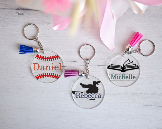 Personalized Acrylic Keychain, Round Keychain Custom Name Keychain With ...