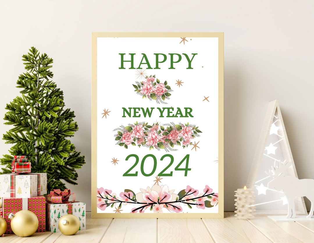 Happy New Year 2024 Digital Printable Card New Year Greeting - Etsy