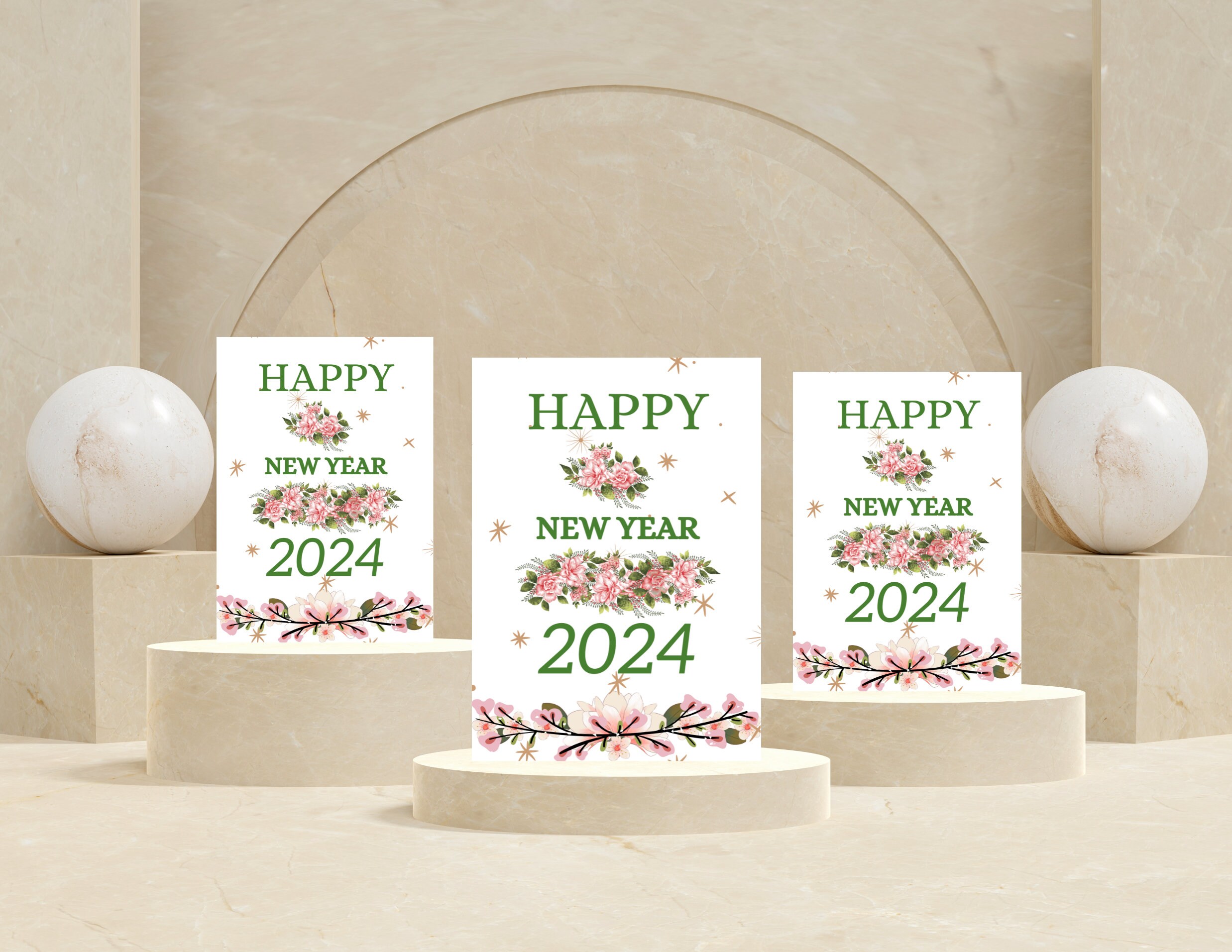 Happy New Year 2024 Digital Printable Card New Year Greeting - Etsy