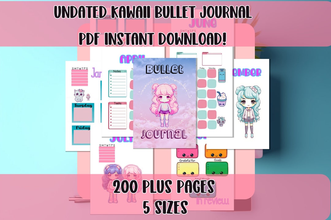 Kawaii Bullet Journal, Undated Printable Bullet Journal,cute Planner ...