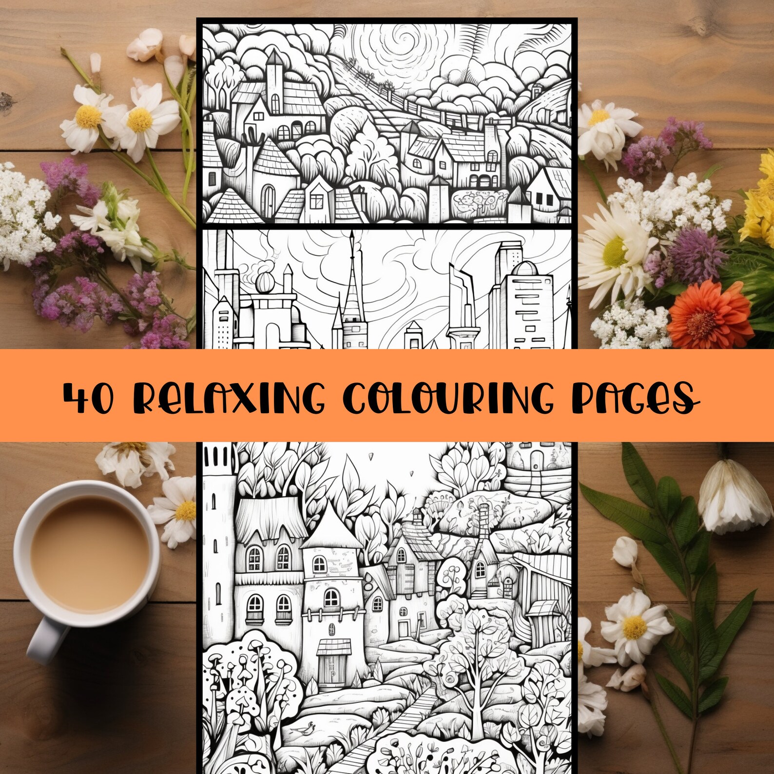 Printable Colouring Pages, Folkart Scenery Colouring Pages, Landscapes ...