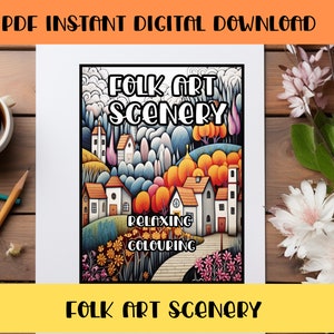 Printable Colouring Pages, Folkart Scenery Colouring Pages, Landscapes ...