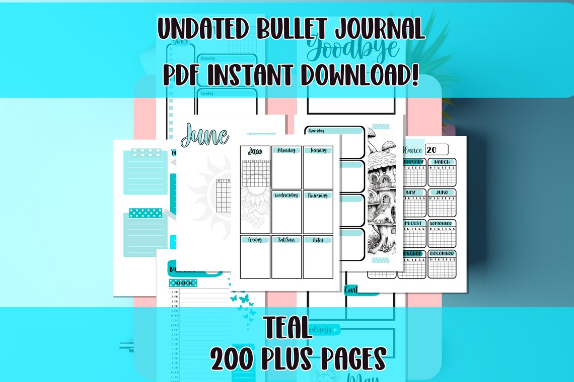 Undated Printable Bullet Journal, Pre-made Bullet Journal, Bullet ...