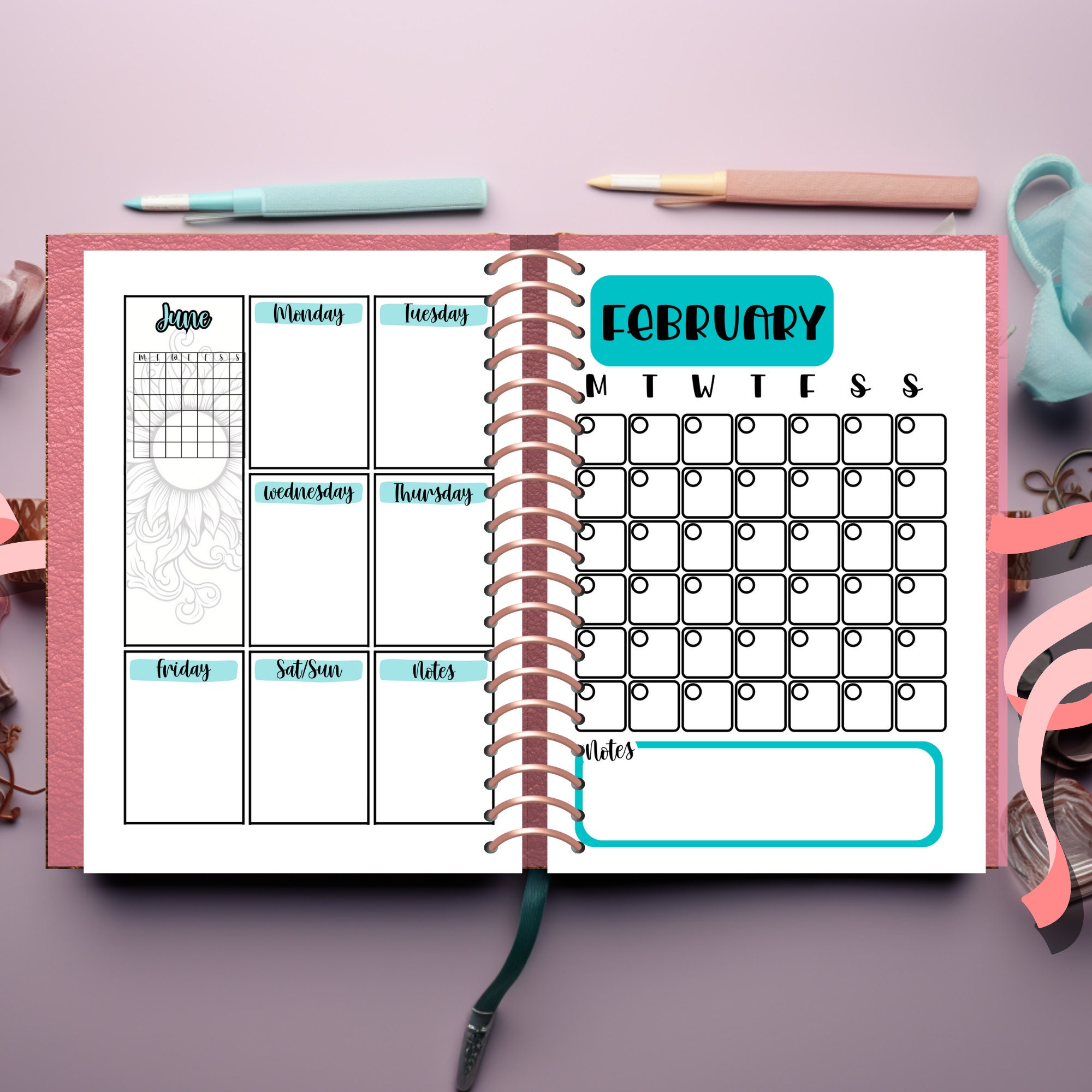 Undated Printable Bullet Journal, Pre-made Bullet Journal, Bullet ...