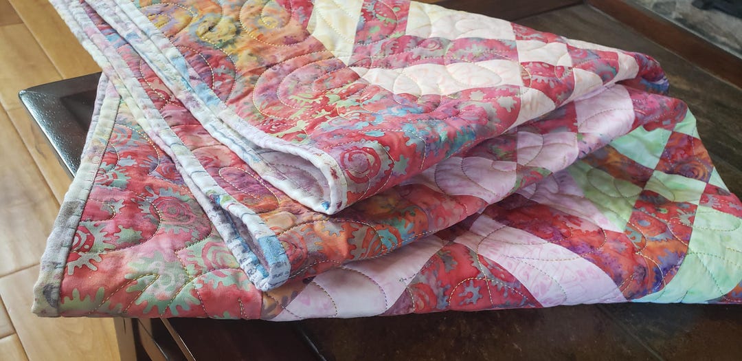 Handcrafted Batik Patchwork Quilt Tummy Time, Stroller Blanket, Baby ...