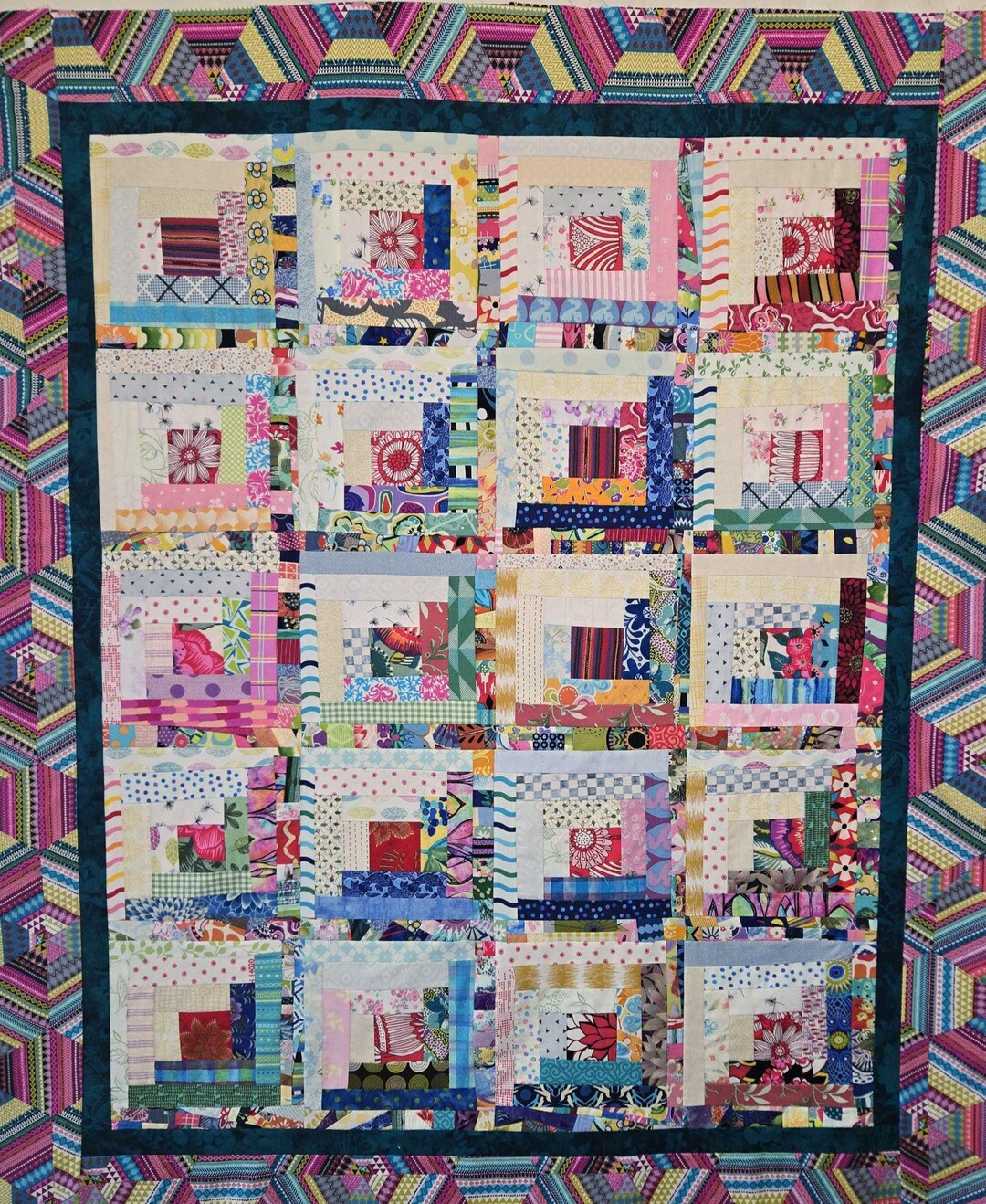 Handcrafted Log Cabin Scrappy Girl Quilt - Etsy