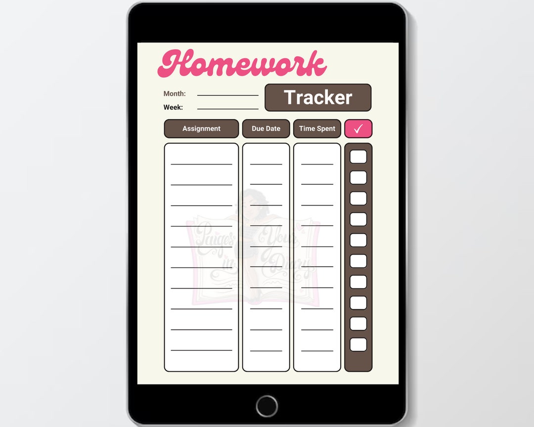 Homework Tracker for Kids |homework Log Printable | Printable Homework ...