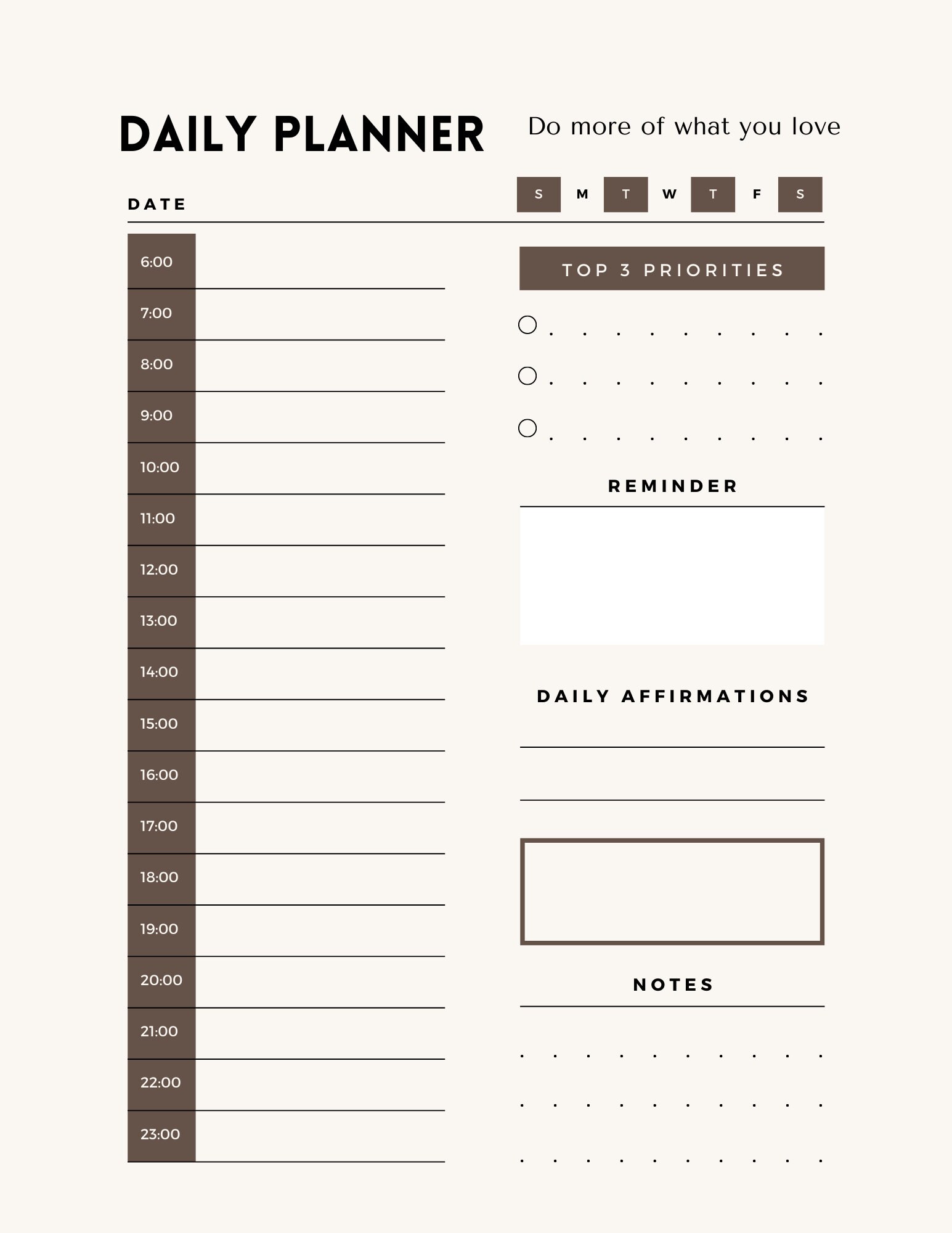 Printable Daily Planner Fillable, Daily Todo List, Productivity Planner ...