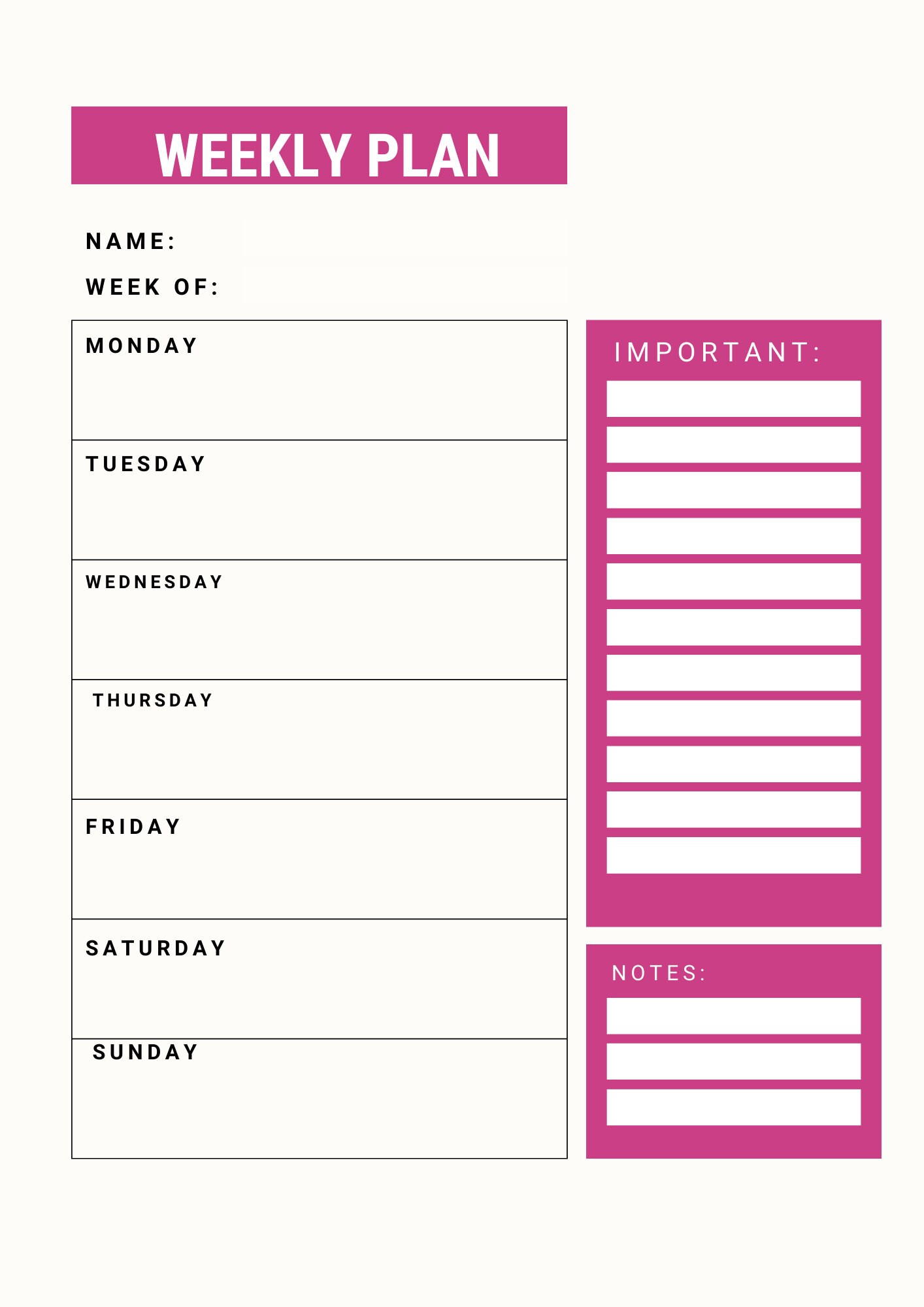 Printable Weekly Planner Fillable Weekly to Do List Weekly - Etsy
