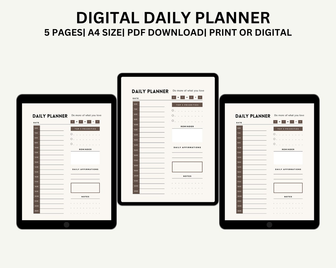 Printable Daily Planner Fillable, Daily Todo List, Productivity Planner ...