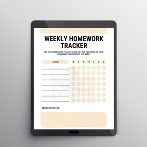 Homework Tracker for Kids |homework Log Printable | Printable Homework ...