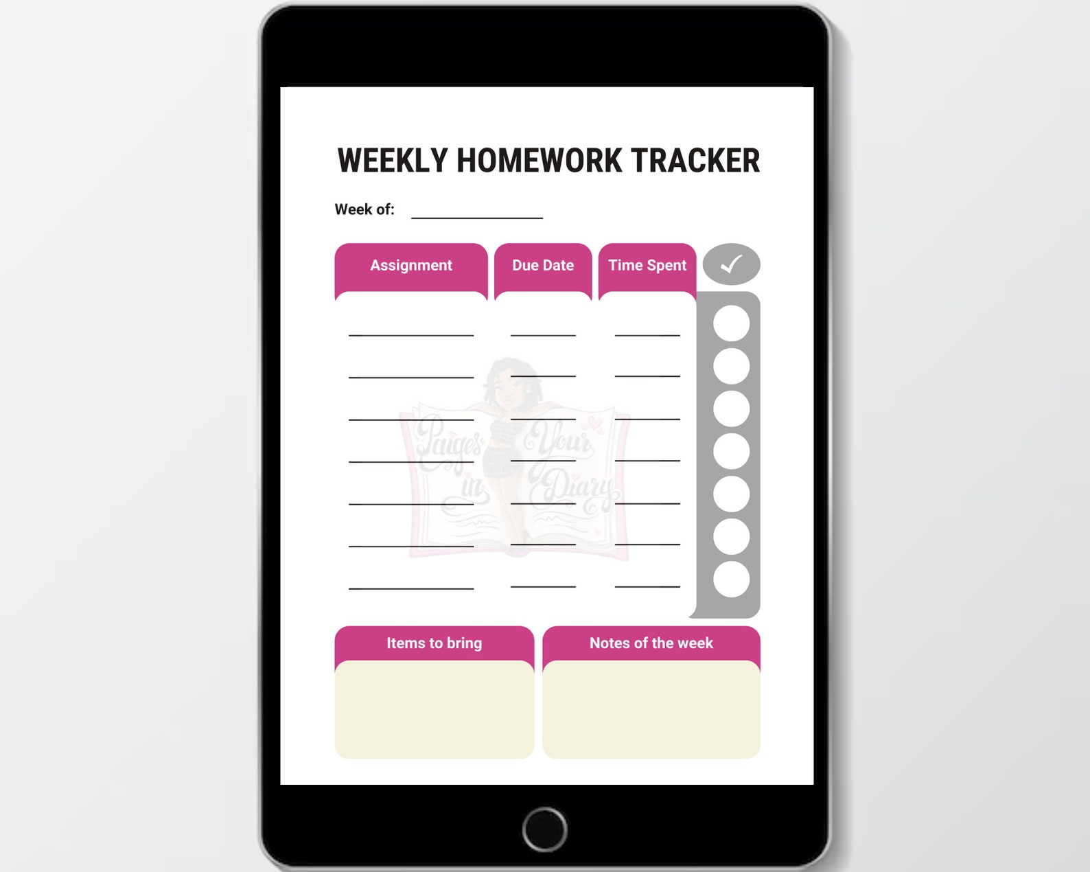 Homework Tracker for Kids homework Log Printable Printable Homework ...