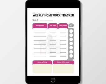 Homework Log Printable Homework Tracker for Kids Printable Homework ...