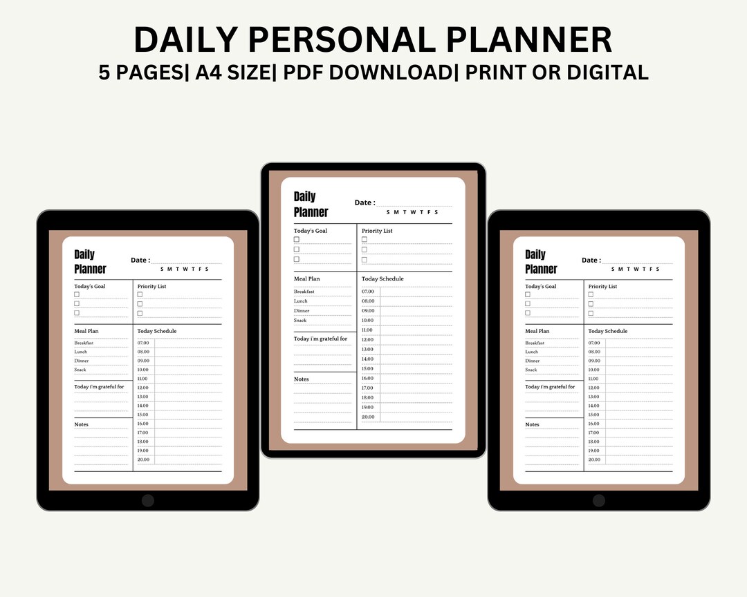 Printable Daily Planner Fillable, Daily to Do List, Daily Journal ...