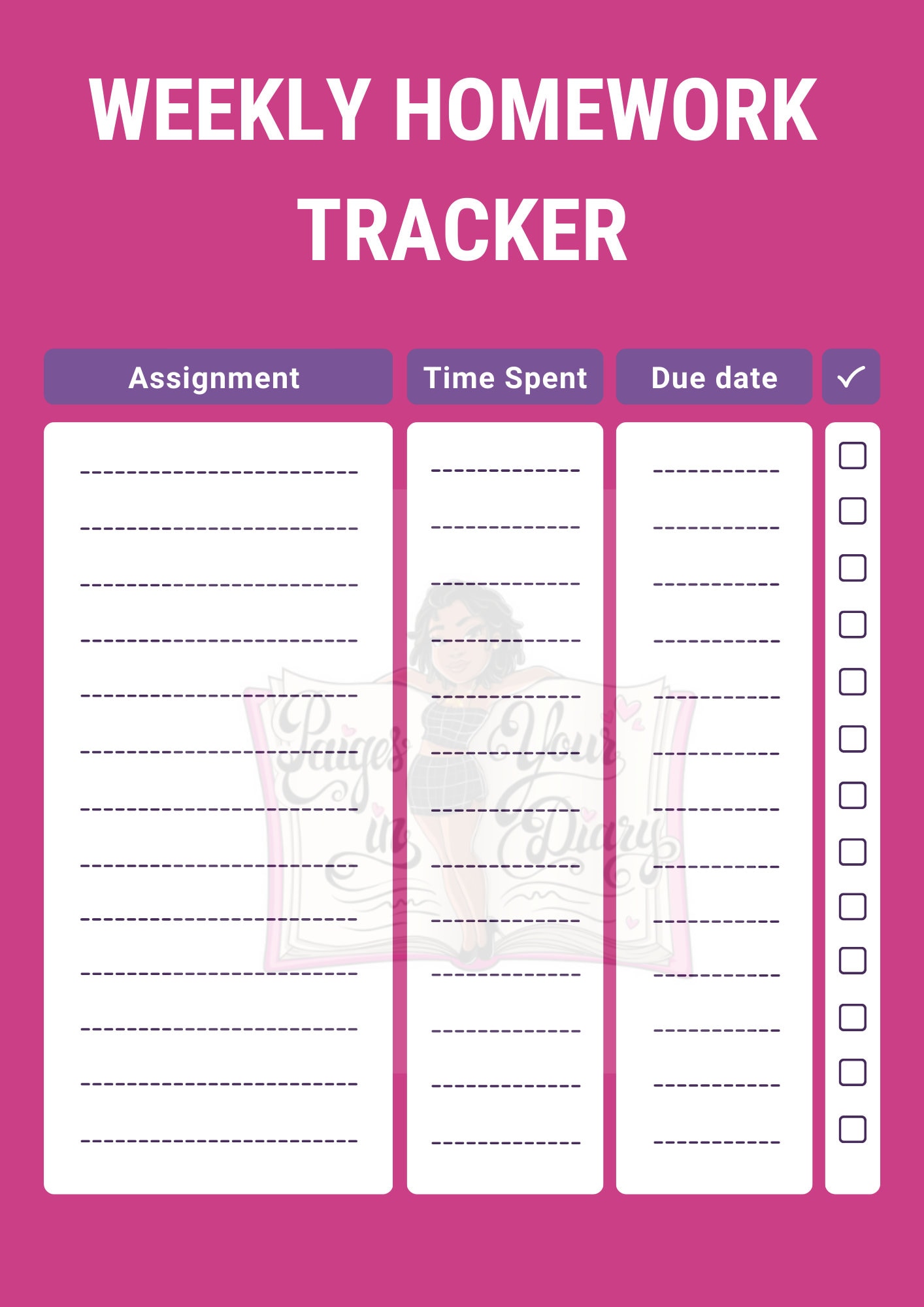 Homework Log Printable | Homework Tracker for Kids | Printable Homework ...