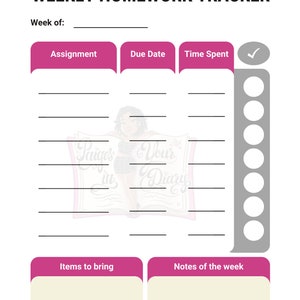 Homework Tracker for Kids homework Log Printable Printable Homework ...