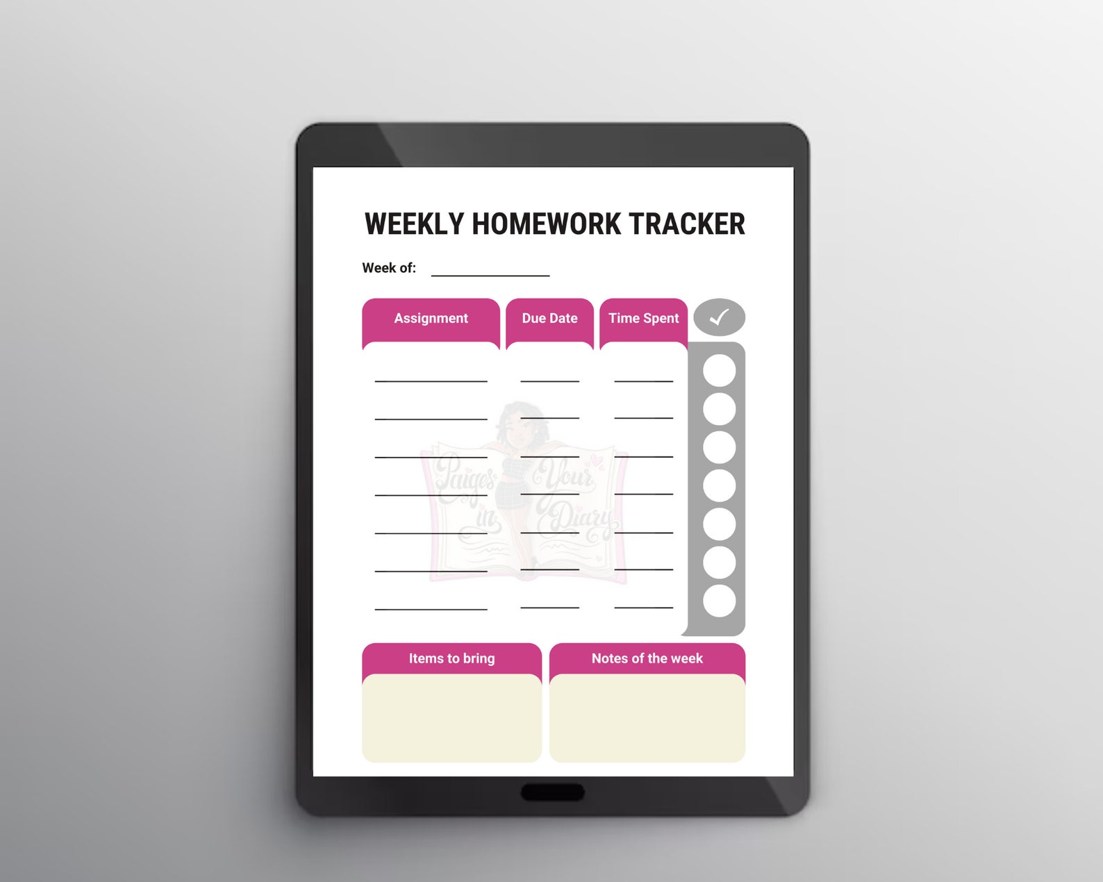 Homework Tracker for Kids homework Log Printable Printable Homework ...