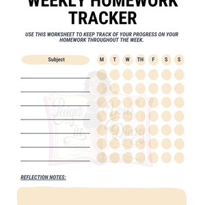 Homework Tracker for Kids |homework Log Printable | Printable Homework ...