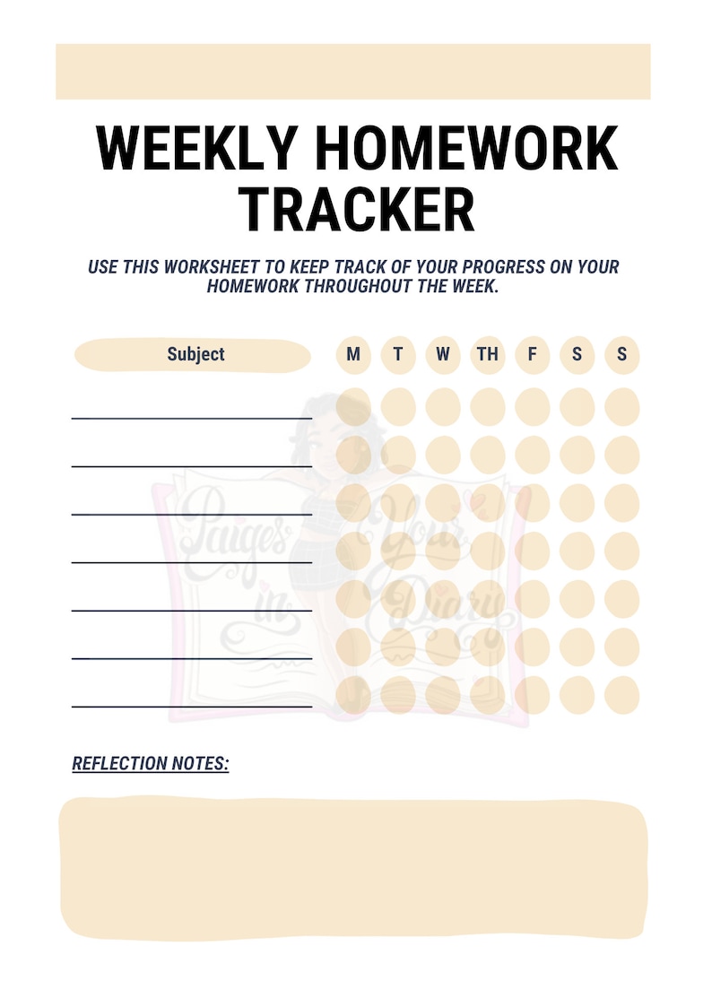 Homework Tracker for Kids |homework Log Printable | Printable Homework ...