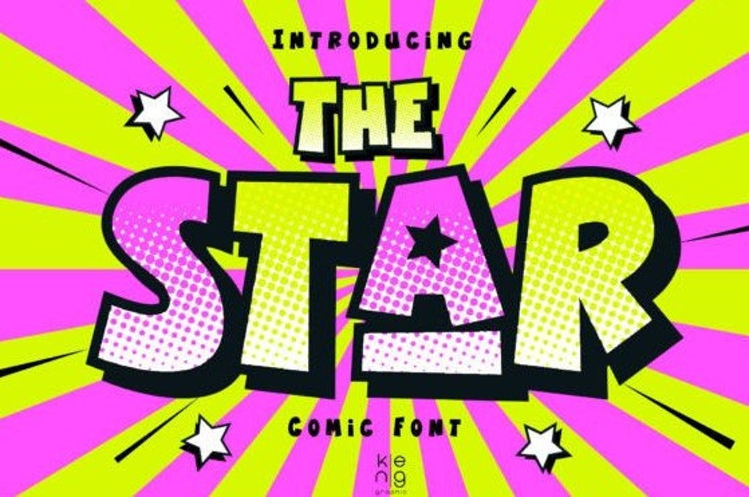 The Star Font, Comic Font, Cartoon Font, Display Font, Vintage Font, Handwritten Font, Cricut ...