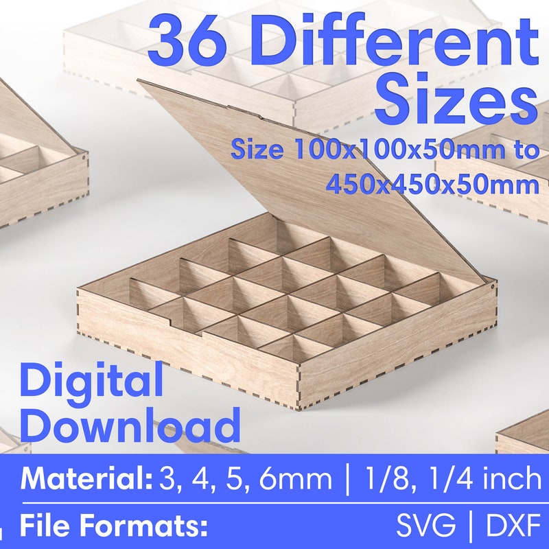 Wood Art Box With Dividers - Etsy UK